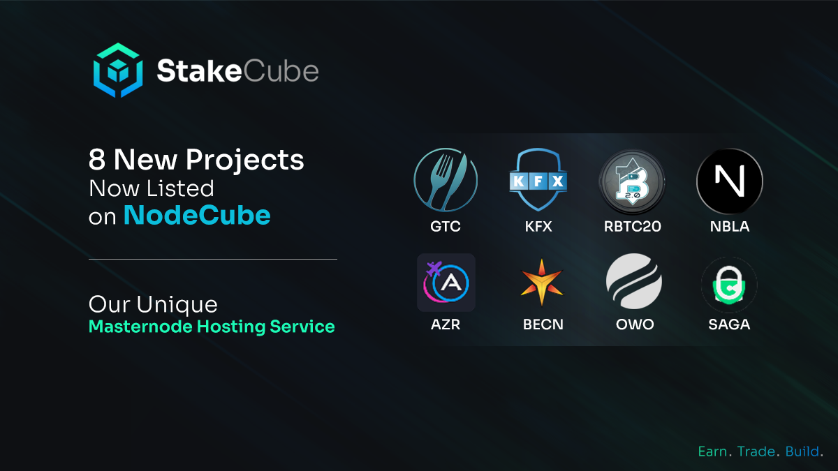 Masternode Hosting Service NodeCube Listings - 8 new coins! - stakecube.info